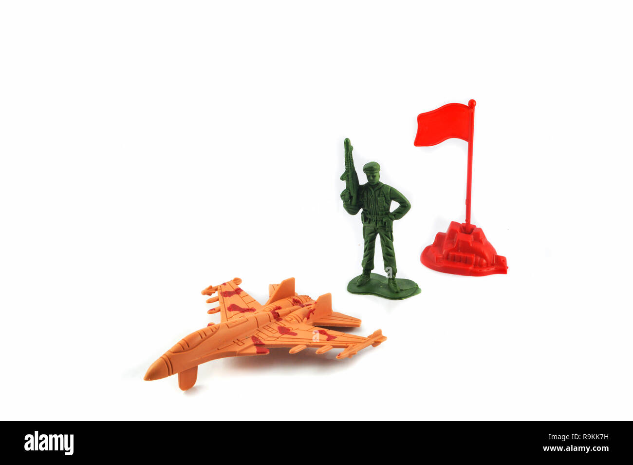 Toy soldier isolated on white background / Green miniature toy soldier ...