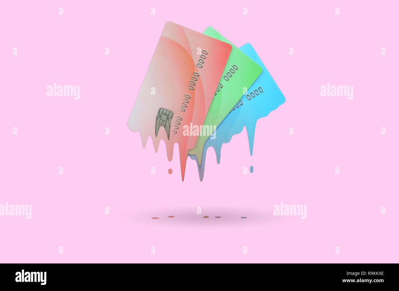 Card expires soon concept shows liquid credit cards that is dissolving ...