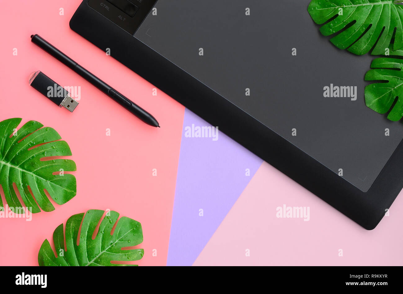 Graphic tablet and pen for illustrators and designers lies with USB ...