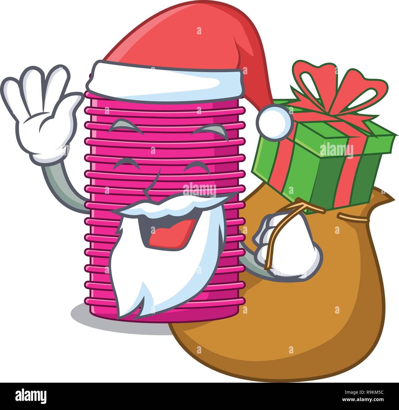 Santa with gift curlers hair in shape cartoon funny Stock Vector Image ...