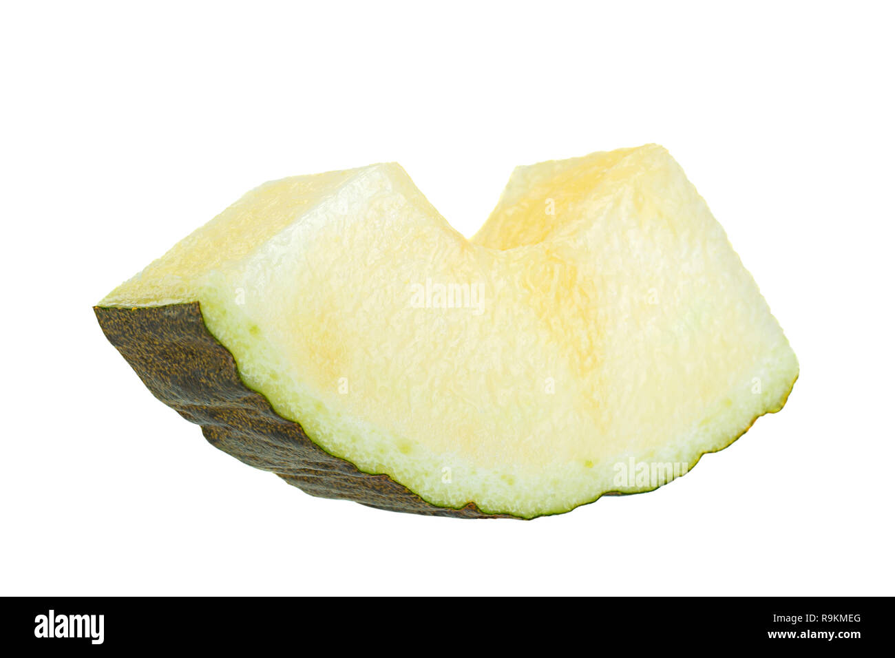 Spanish melon Piel de sapo slice on white background Stock Photo - Alamy