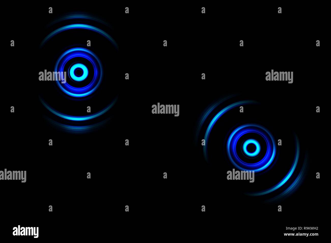 Abstract blue ring with sound waves oscillating background Stock Photo ...