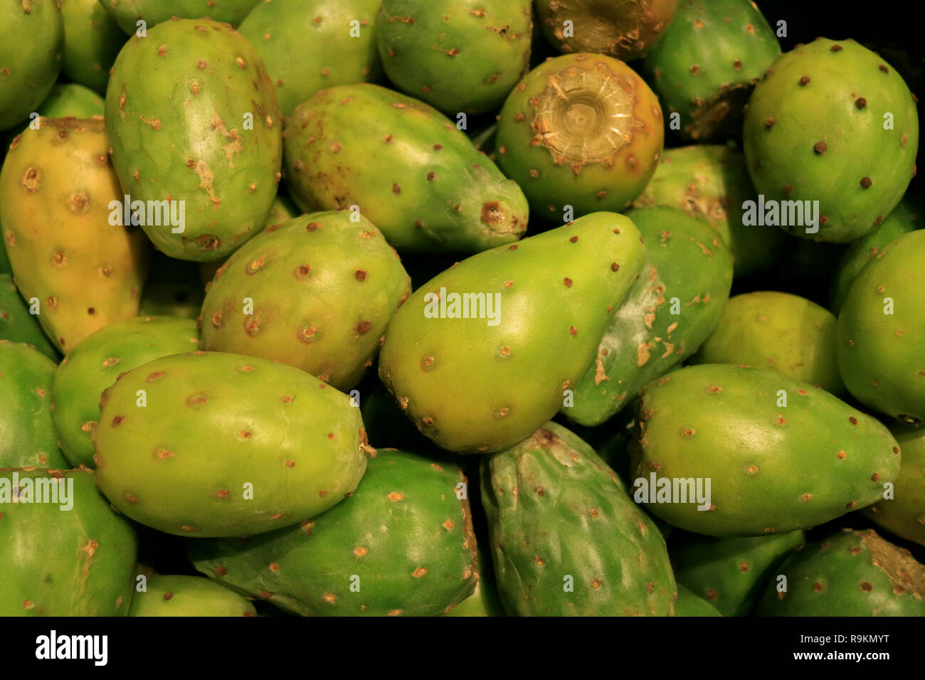 Pile of Green Nopal Cactus Fruits for Sale in the Supermarket of ...