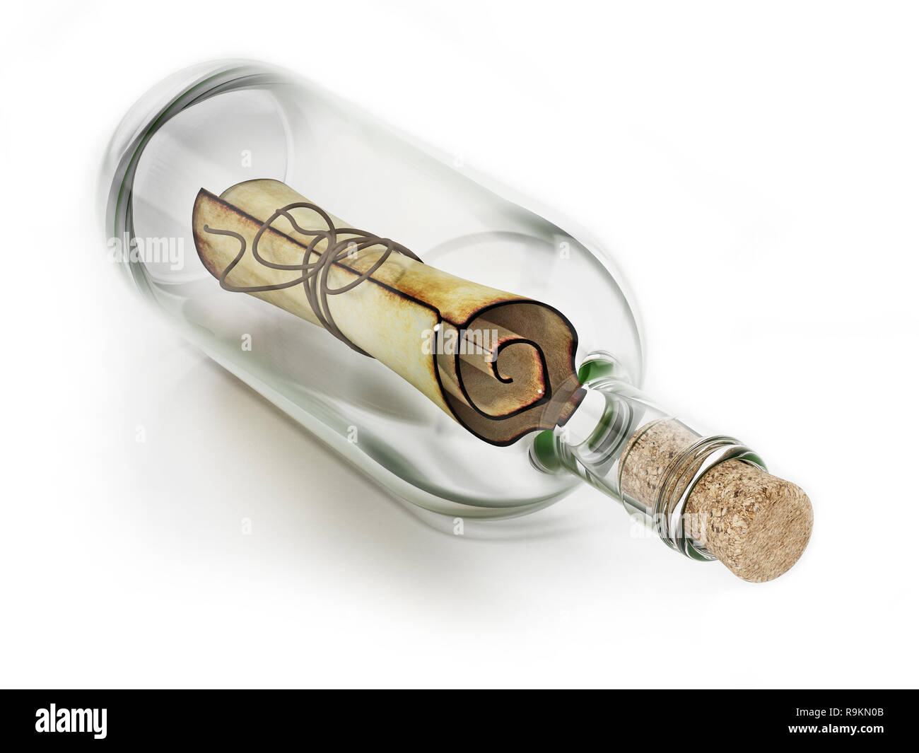 Message in a bottle isolated on white background. 3D illustration Stock ...