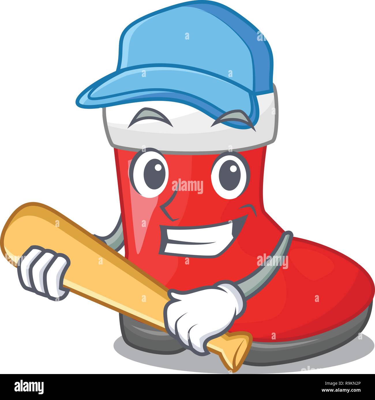 Playing baseball christmas santa boots with shape cartoon Stock Vector ...