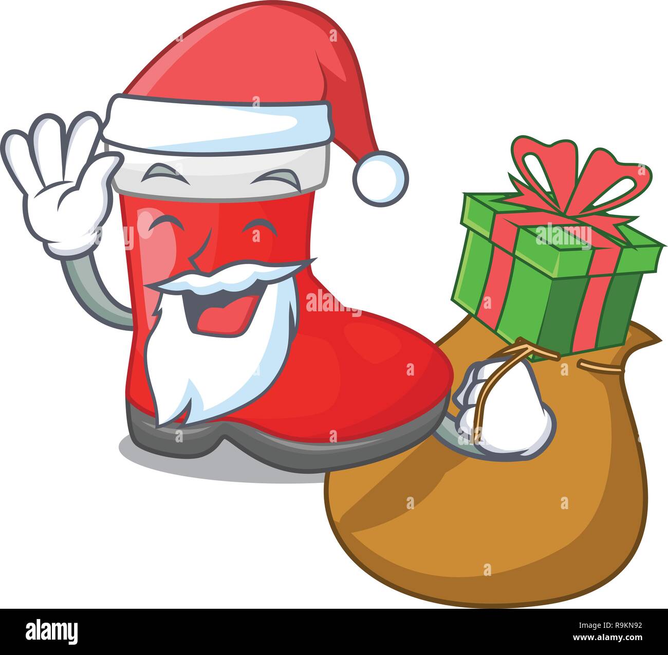 Santa with gift santa boots in shape a cartoon Stock Vector Image & Art ...