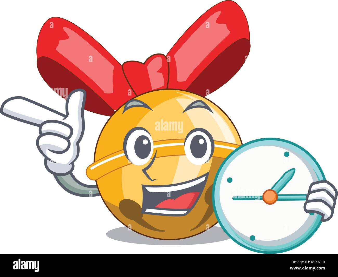 With clock christmas decoration in bell balls cartoon Stock Vector ...