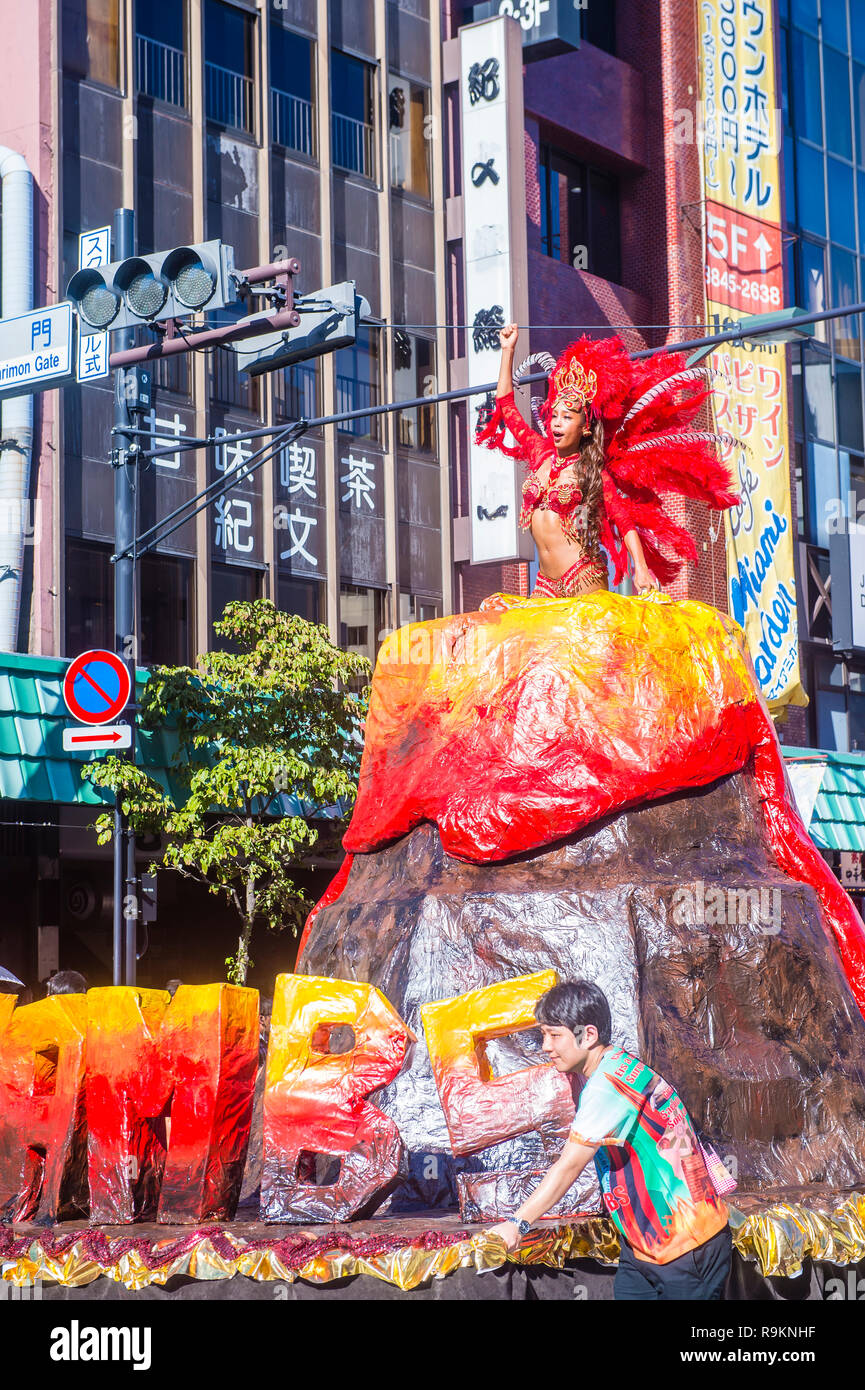 Participant in the Asakusa samba carnival in Tokyo Japan Stock Photo ...