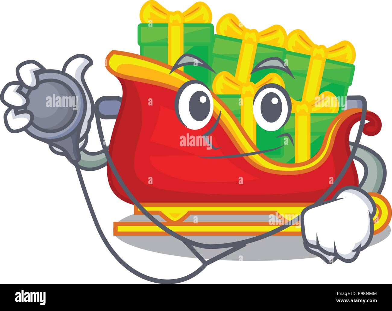 Doctor santa sleigh with piles presents cartoon Stock Vector Image ...
