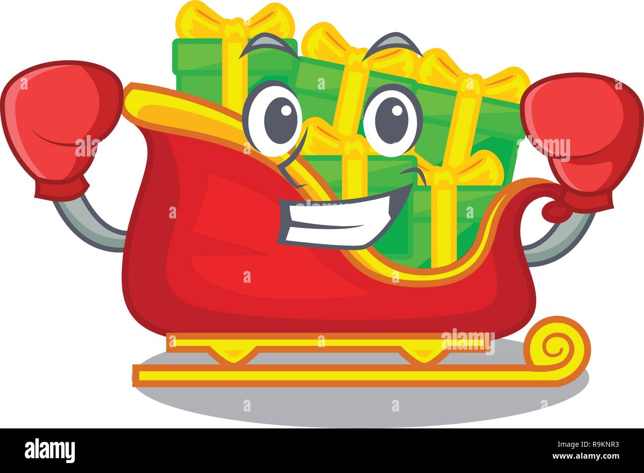 Boxing santa sleigh with piles presents cartoon Stock Vector Image ...