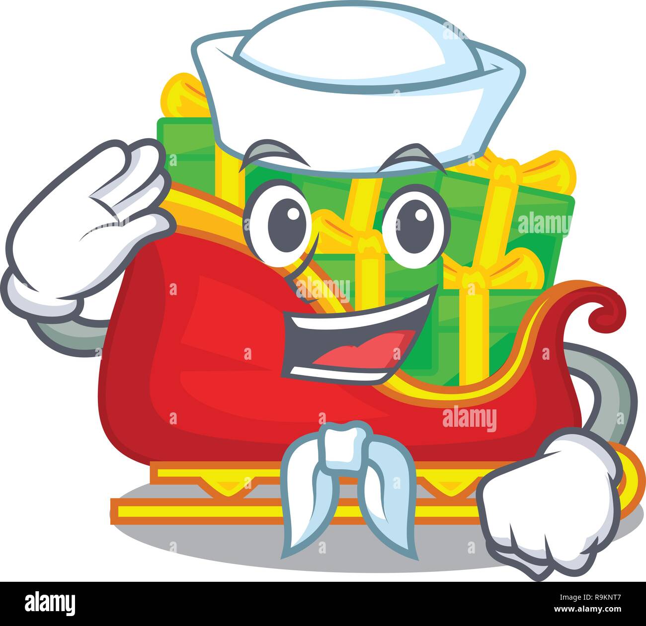 Sailor santa sleigh with piles presents cartoon Stock Vector Image ...