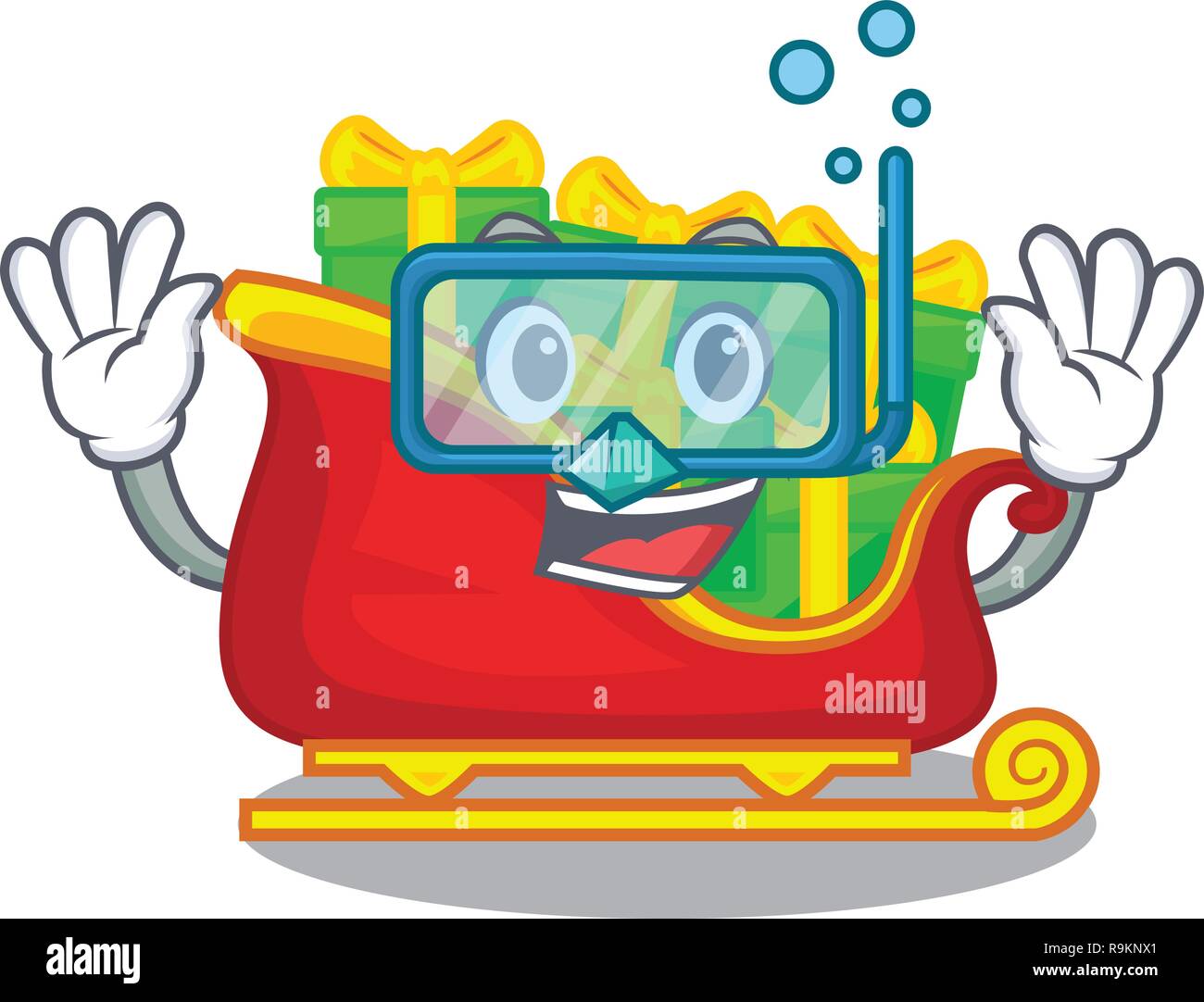 Diving santa claus sleigh in shape cartoon Stock Vector Image & Art - Alamy