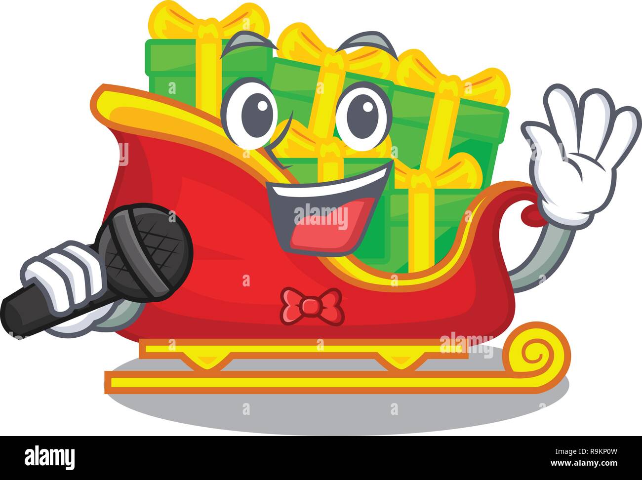 Happy santa claus singing microphone Stock Vector Images - Alamy