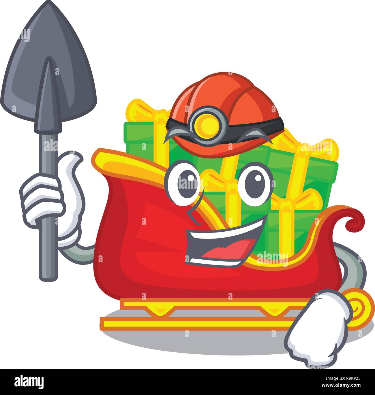 Miner Miner Santa sleigh with christmas character gifts Stock Vector ...