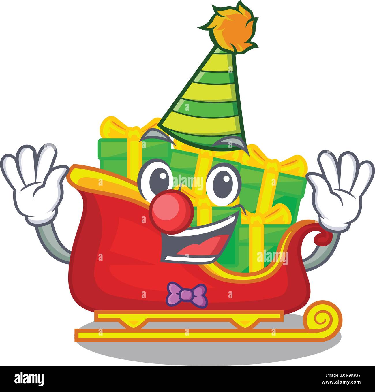 Clown christmas Santa sleigh isolated on mascot Stock Vector Image ...