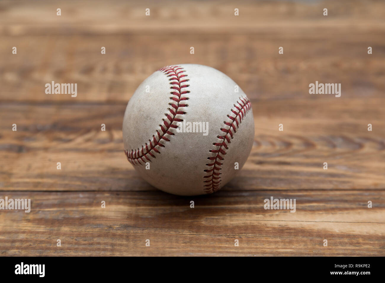 Baseball on a old rustic wooden desk with copy space background Stock ...