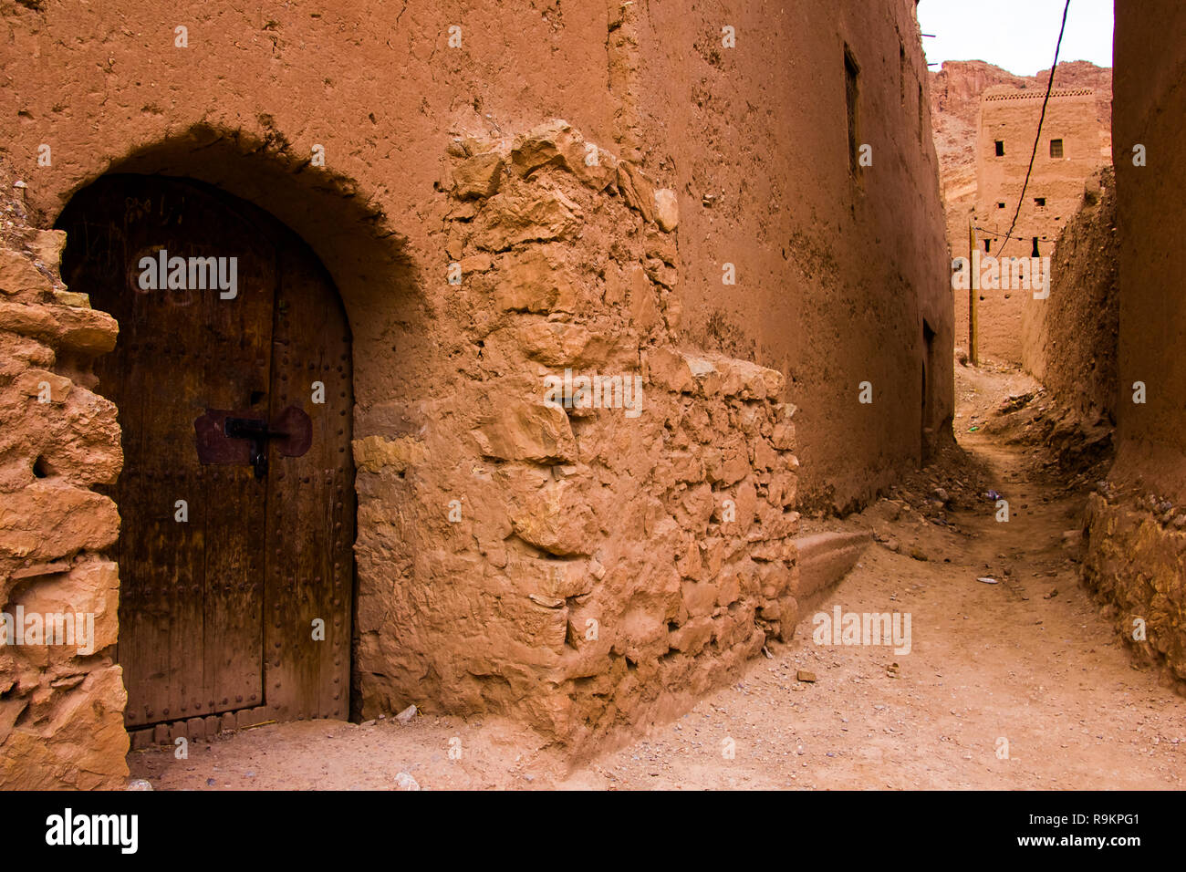 The ancient moroccan town near Tinghir with old kasbahs and high Atlas ...