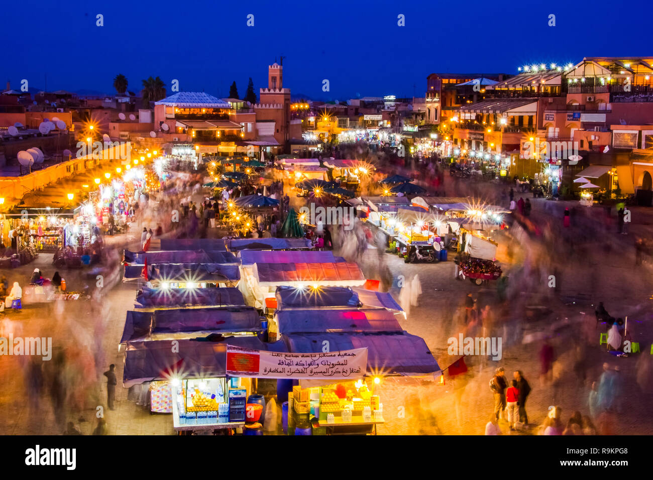 Night market of the Jamaa el Fna square, Jemaa el Fnaa, square and ...