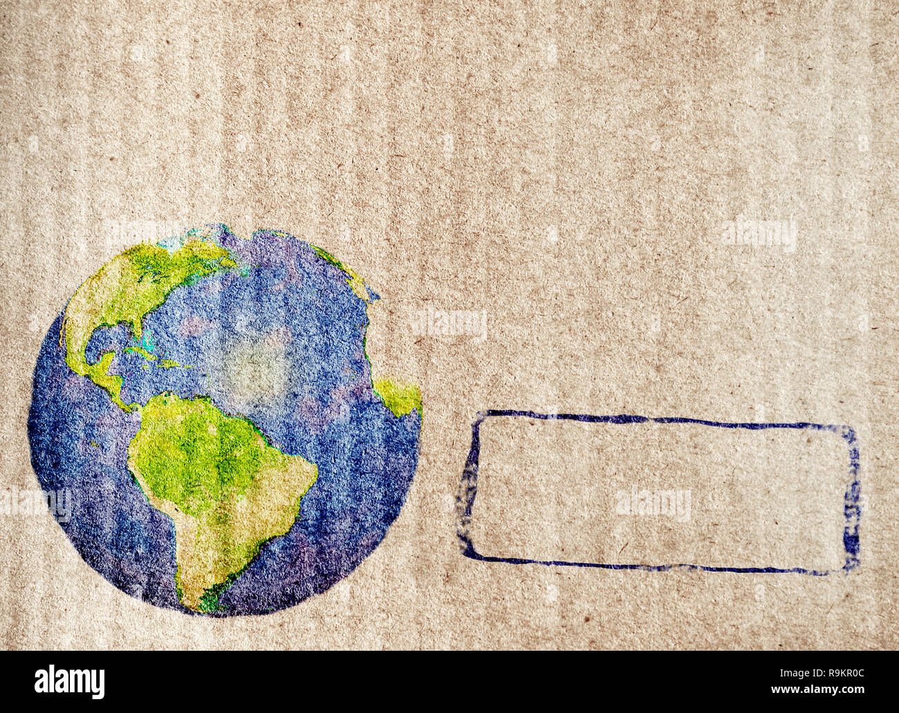 Grunge background with abstract world map printed on paper texture ...