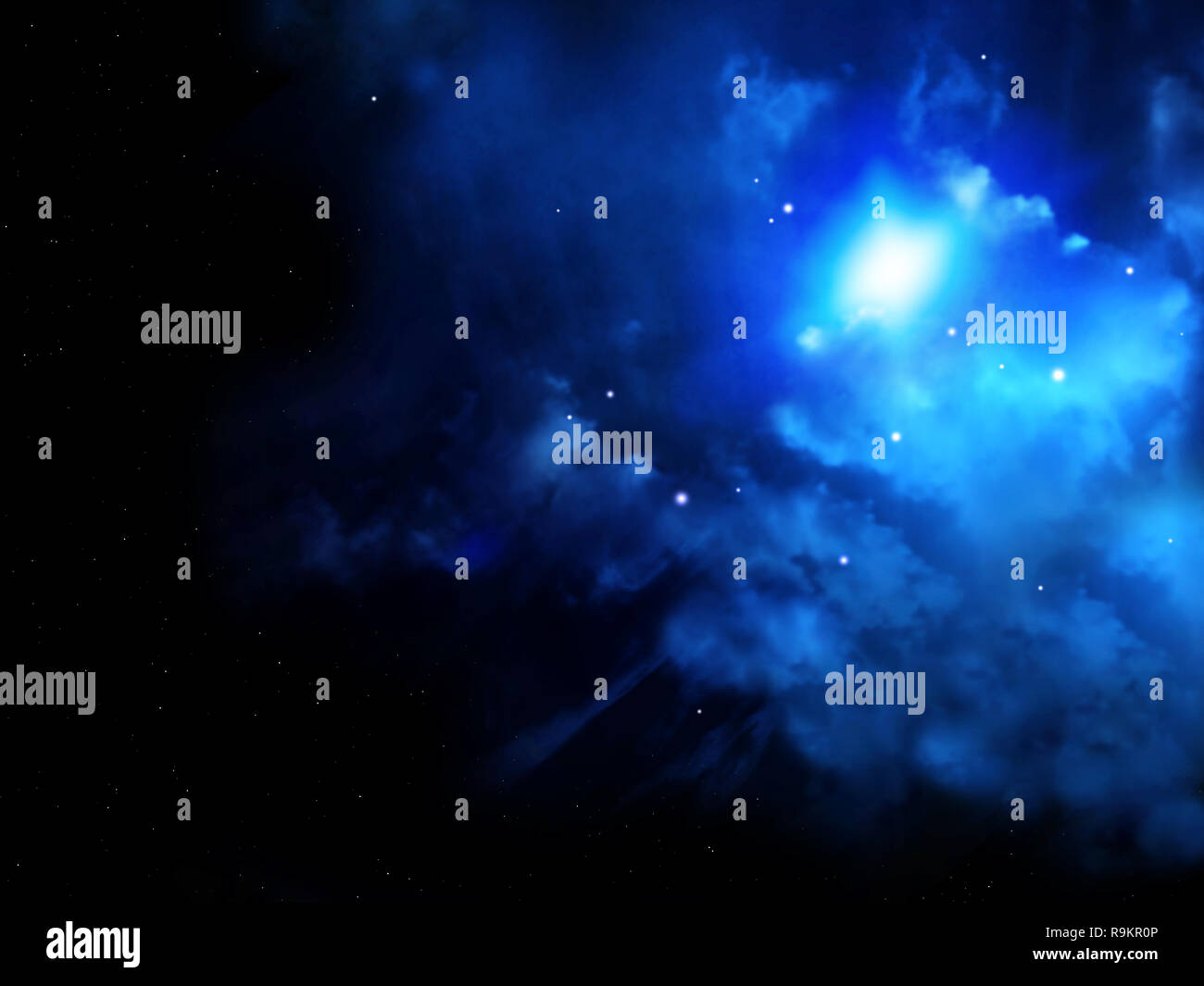 A beautiful space scene with stars and nebula of blue color Stock Photo ...