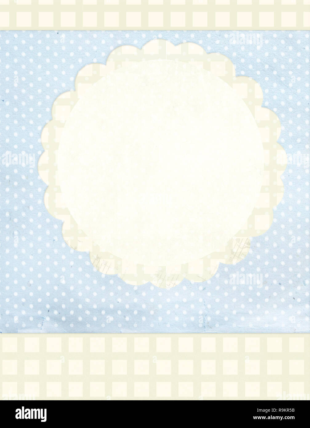 Background with old paper and vintage round frame. Objects isolated on ...