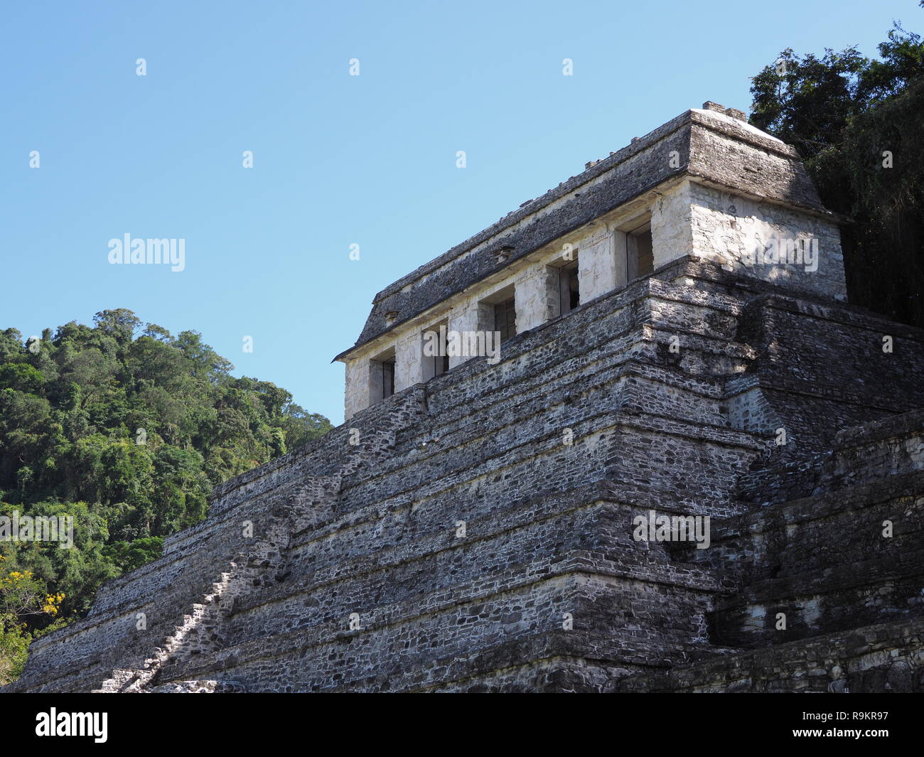 Part of temple of the Inscriptions pyramid at ancient mayan National ...