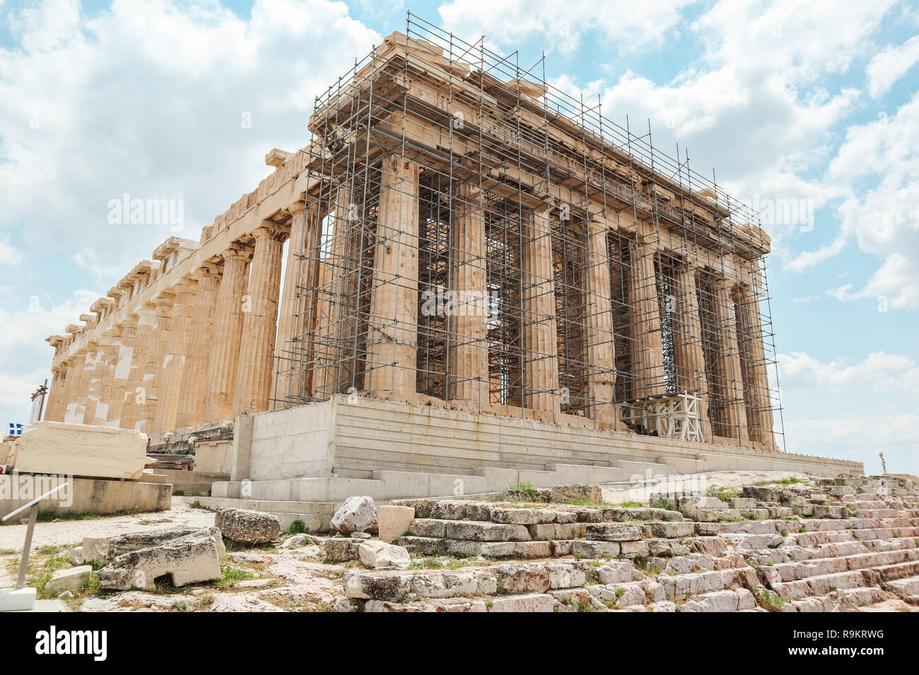 Parts of Acropolis under reconstruction in the Summer of 2018 Stock ...