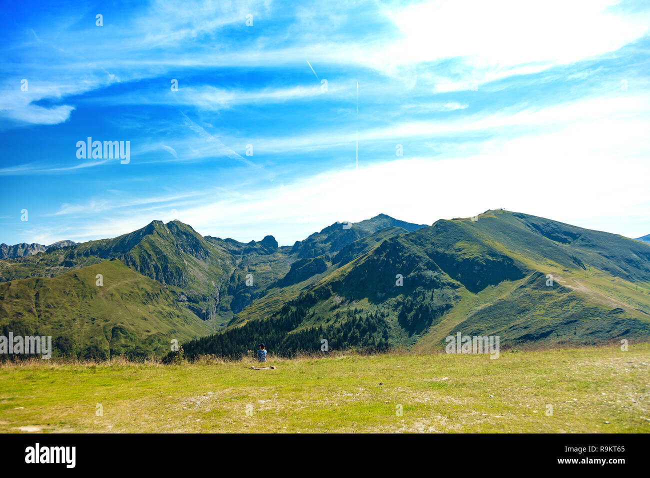 Landscape, view of the slopes and mountains around the ski resort Guzet ...