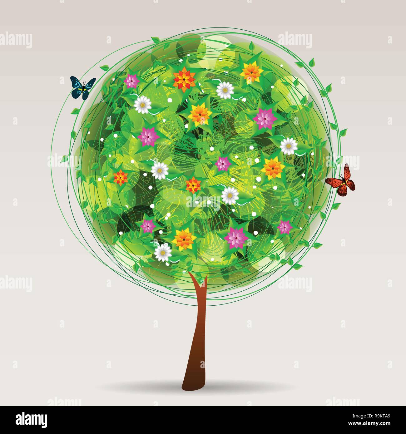 Abstract Colorful Modern Ecological Tree Concept Creative Design ...