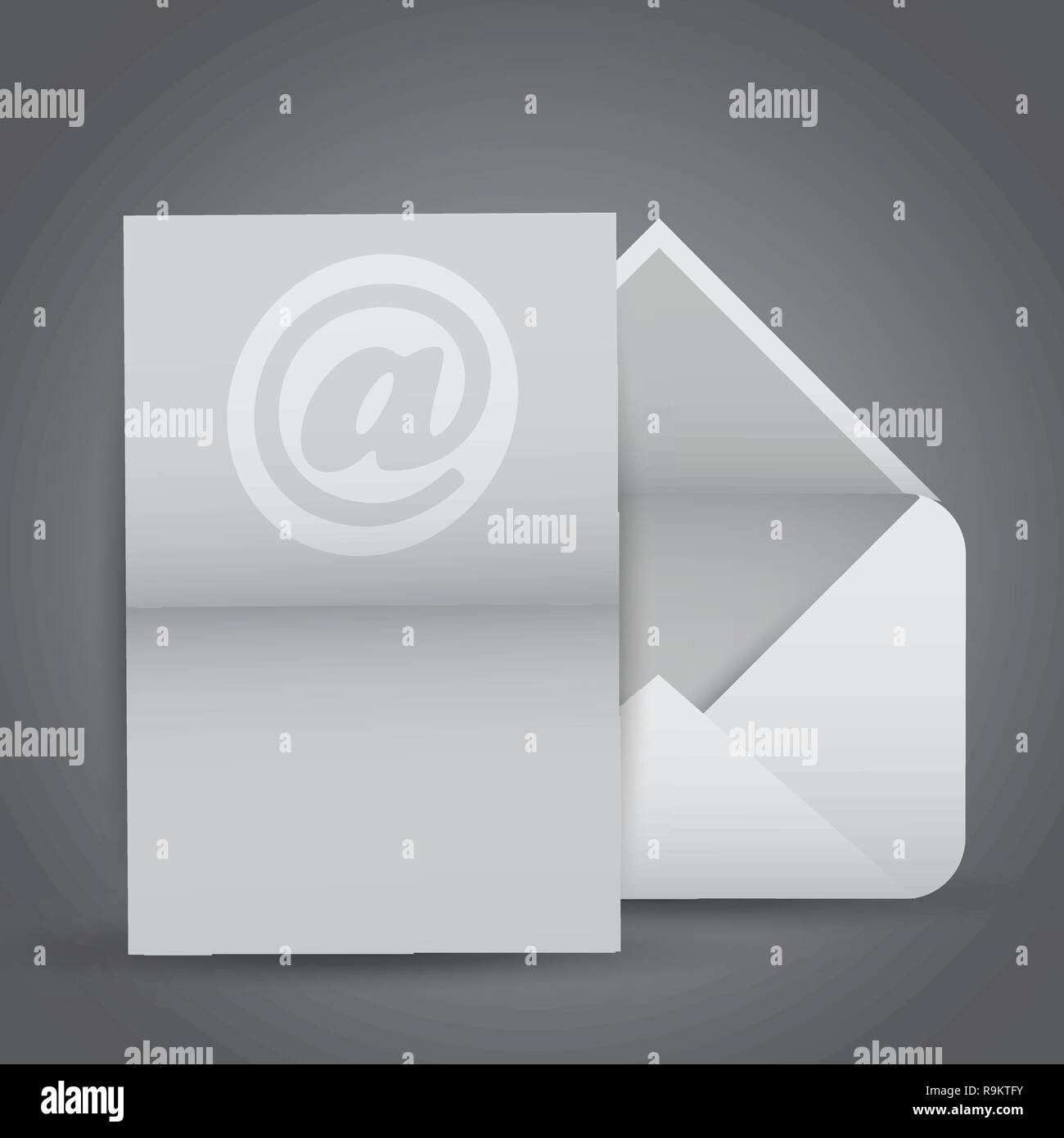 Black and White Blank Paper and Envelope, E-mail Concept - Illustration ...