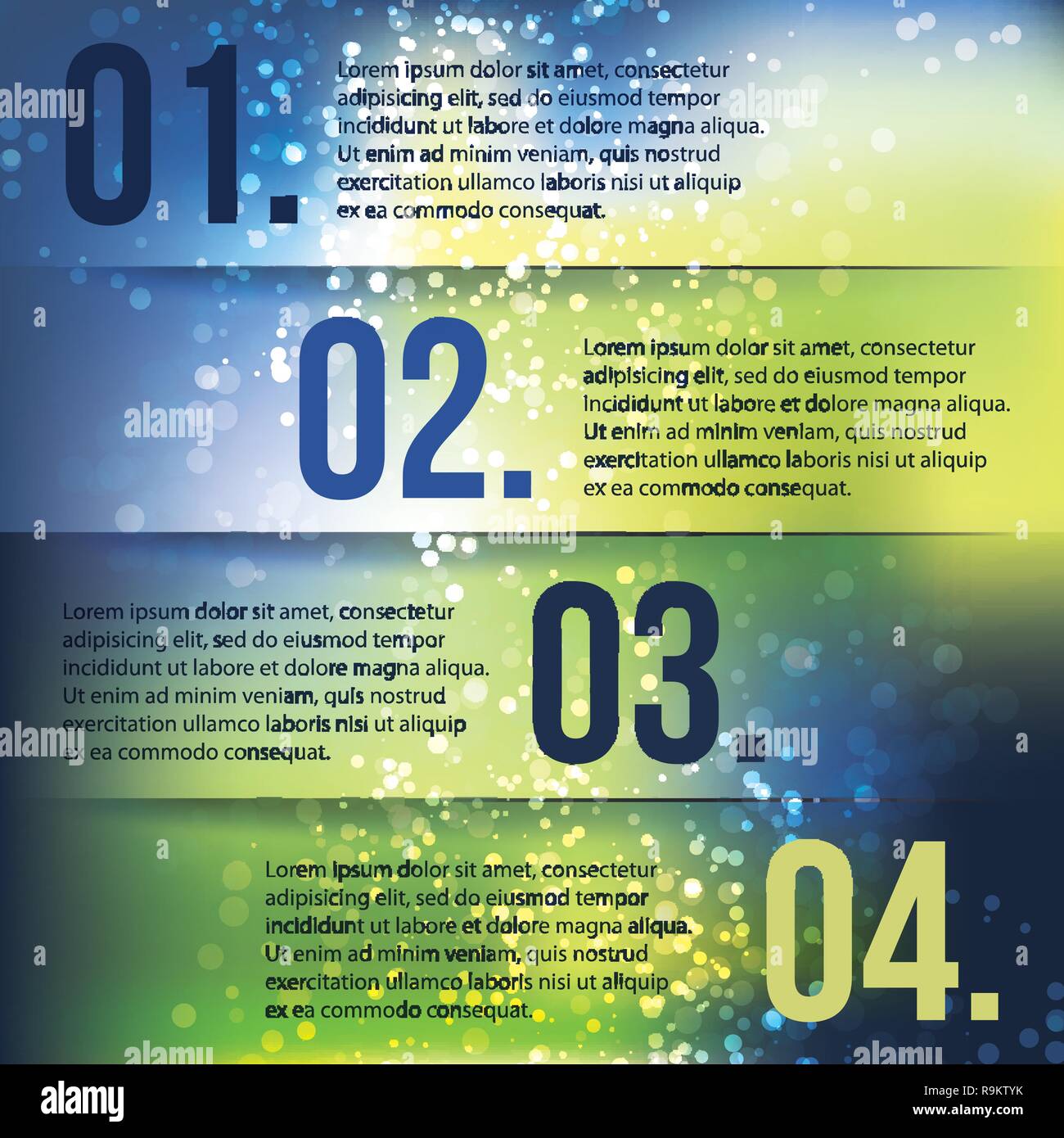 Colorful Numbered Header or Banner Designs with Bokeh Effect ...