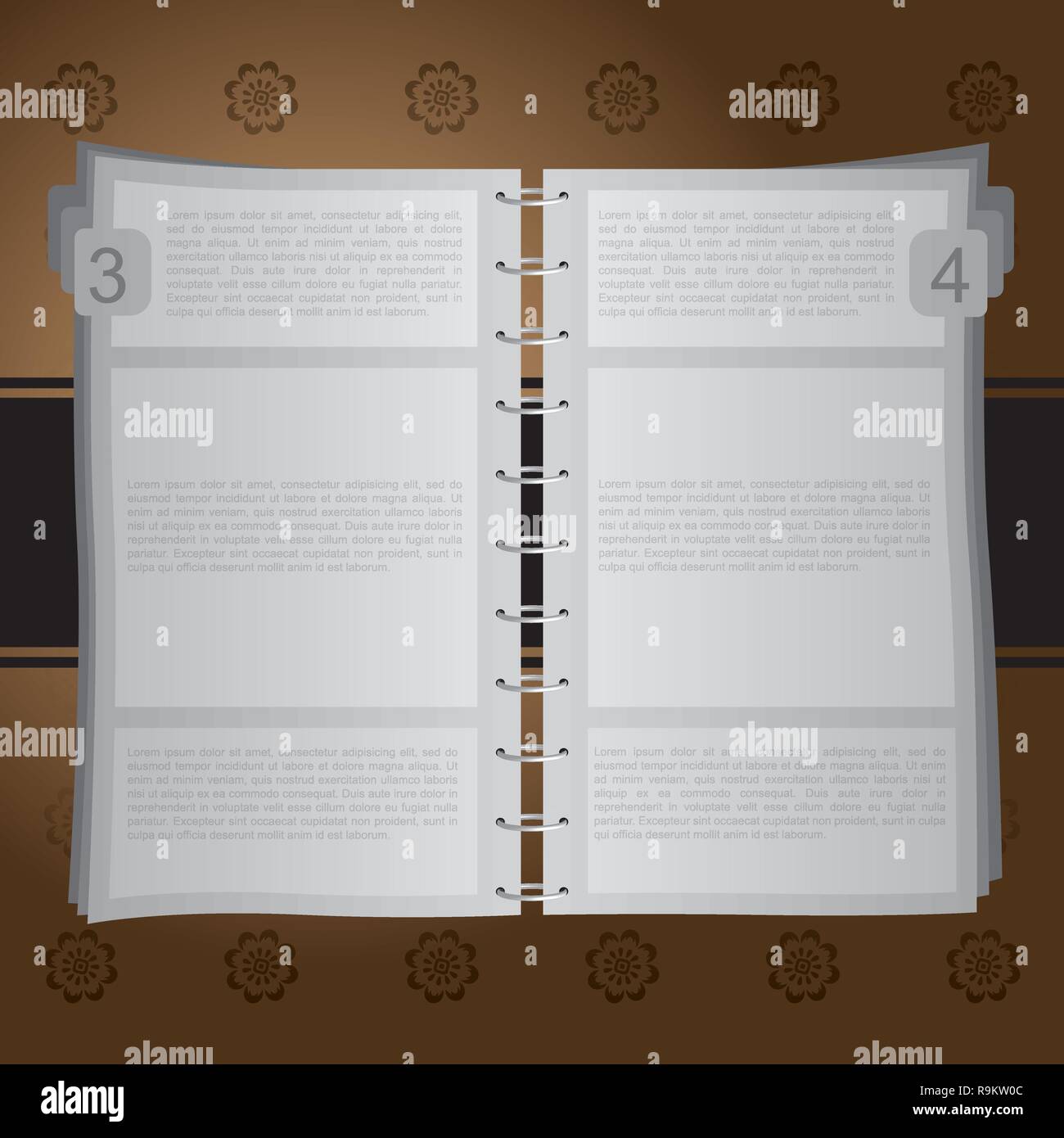 Abstract Colorful Modern Styled Open Note Book with Ring Binder Concept ...