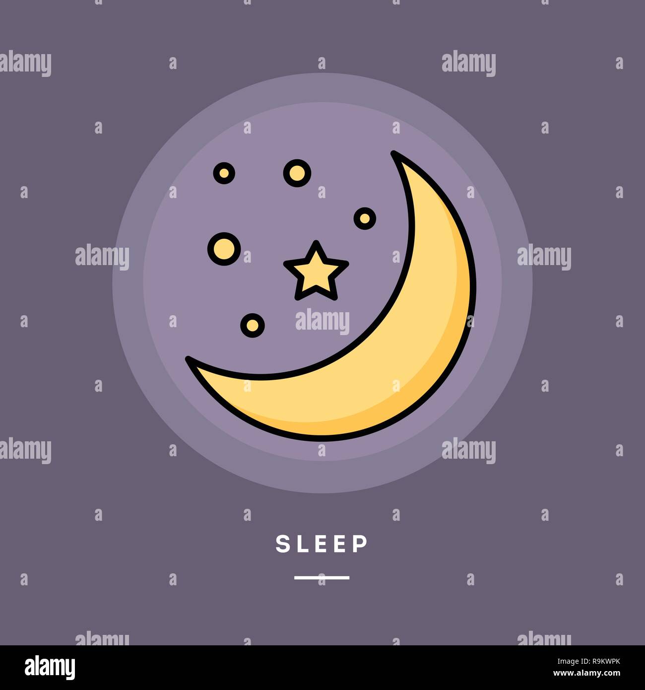 Sleep, flat design thin line banner. Vector illustration Stock Vector ...