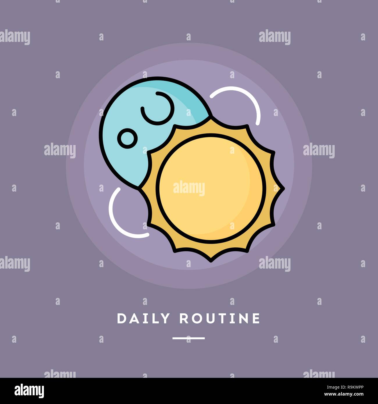 Daily routine, flat design thin line banner. Vector illustration Stock Vector Image & Art - Alamy