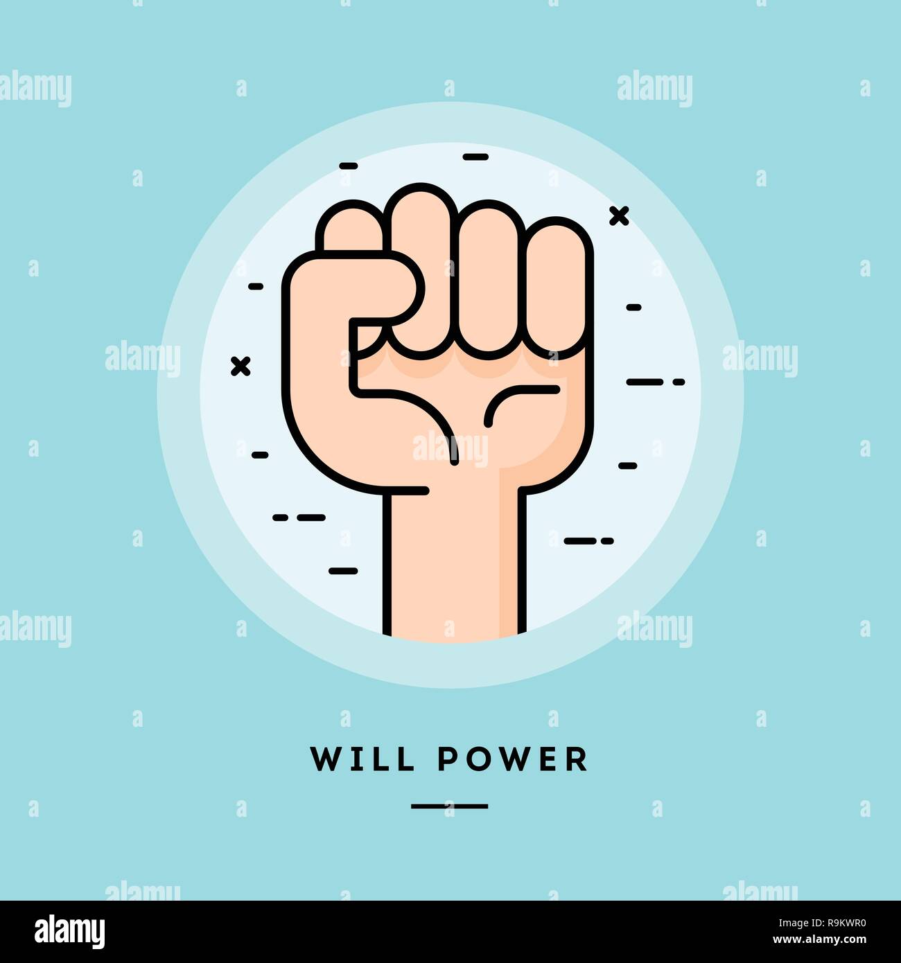 Will power, flat design thin line banner. Vector illustration Stock ...