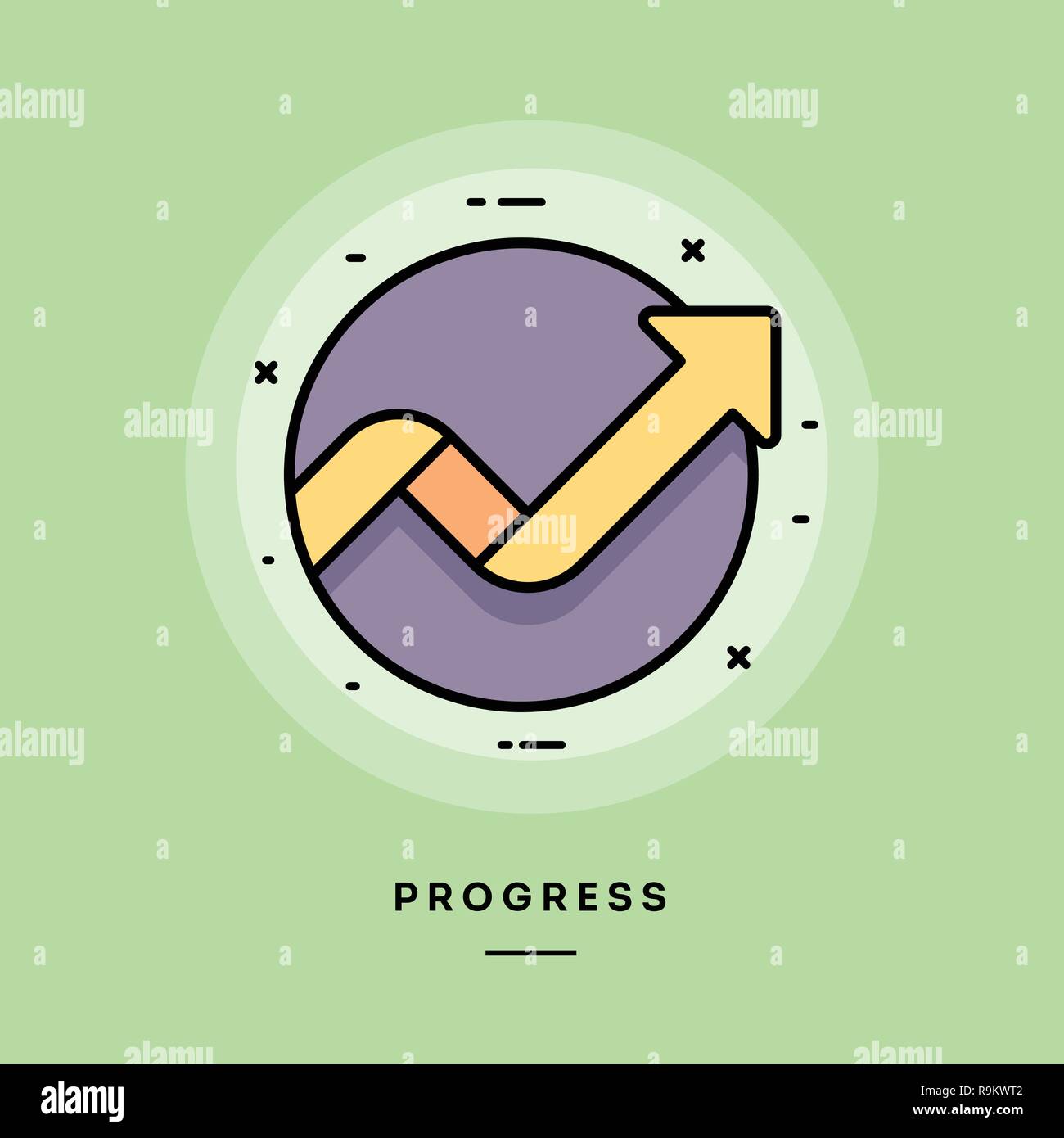 Progress, flat design thin line banner. Vector illustration Stock ...