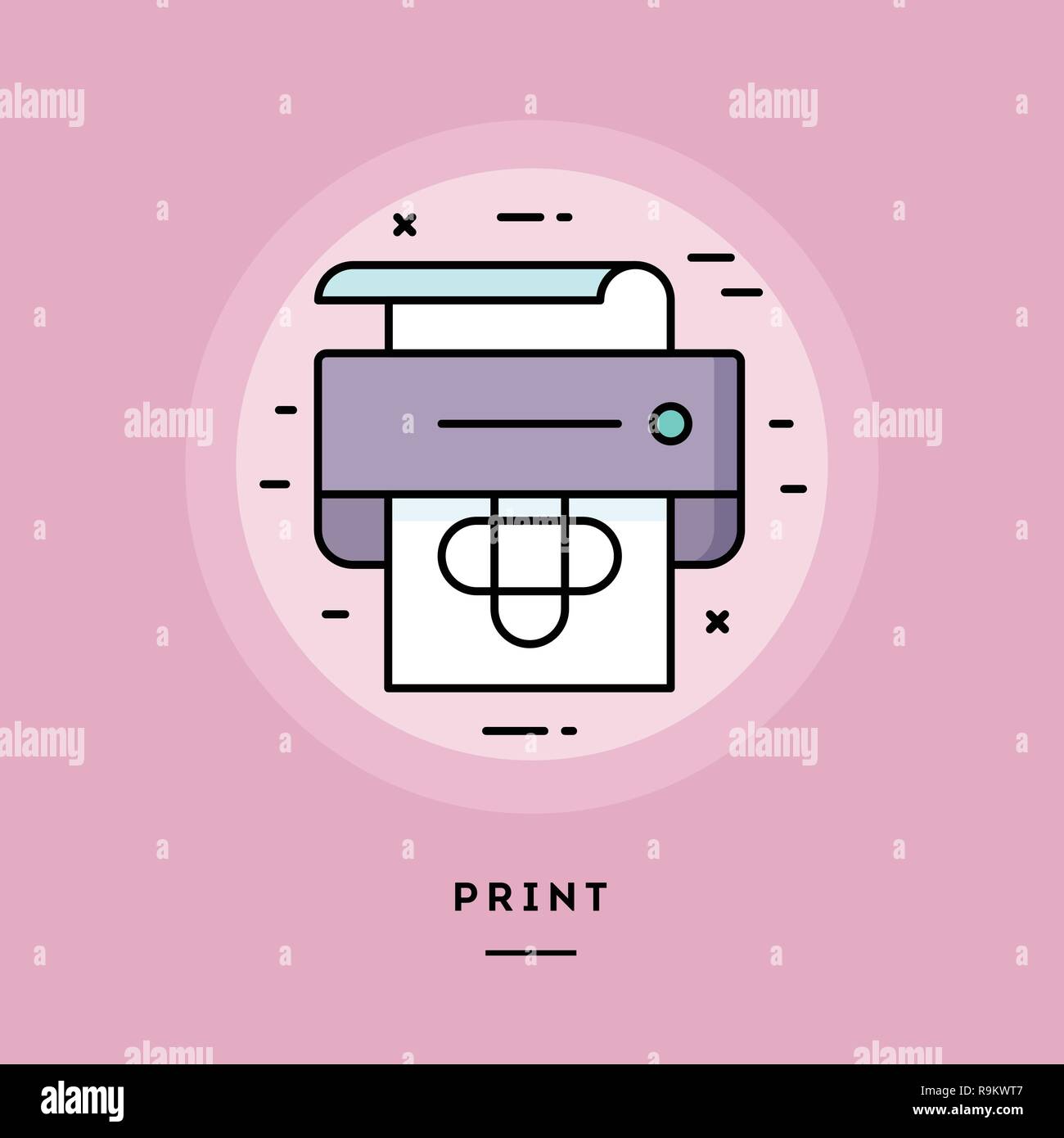 Print, flat design thin line banner. Vector illustration Stock Vector ...