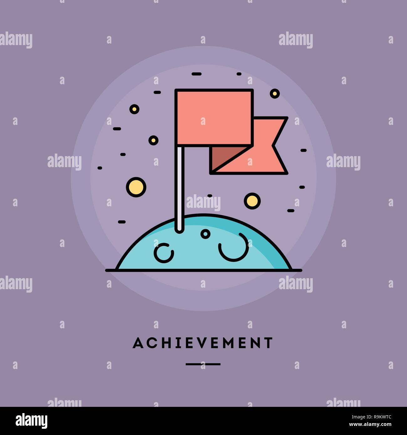 Achievement, flat design thin line banner. Vector illustration Stock ...