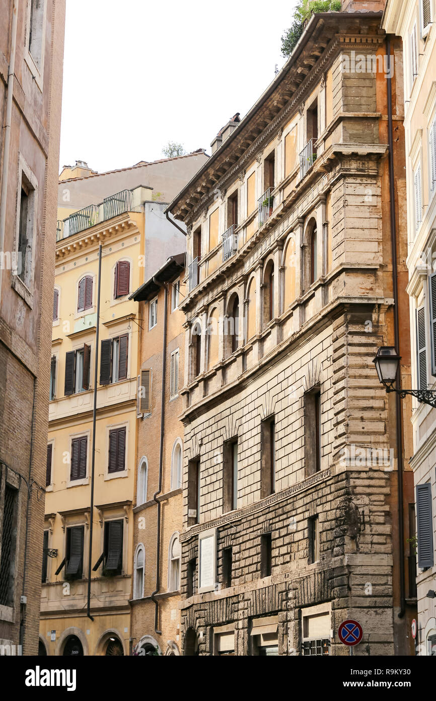 Facade of a Building in Rome City, Italy Stock Photo - Alamy