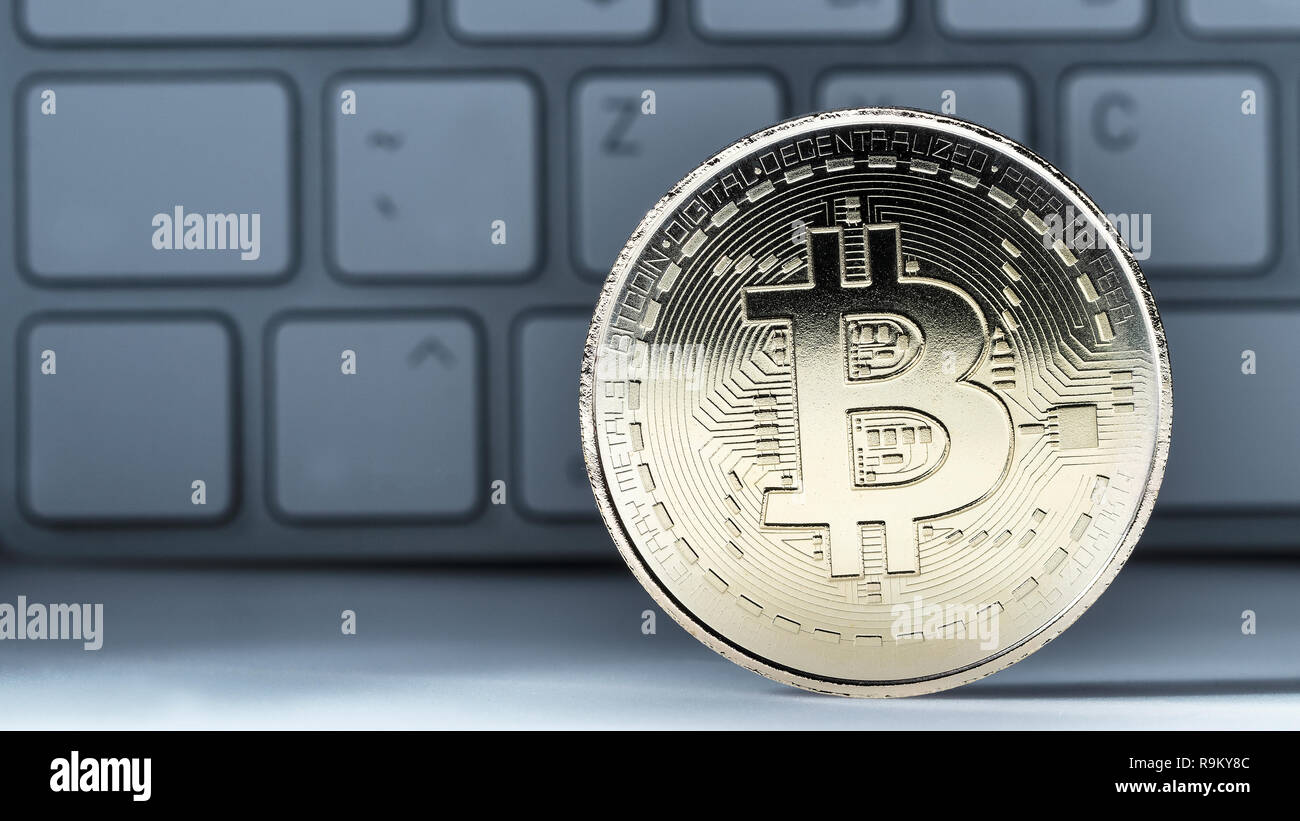 Bitcoin on keyboard background Stock Photo - Alamy