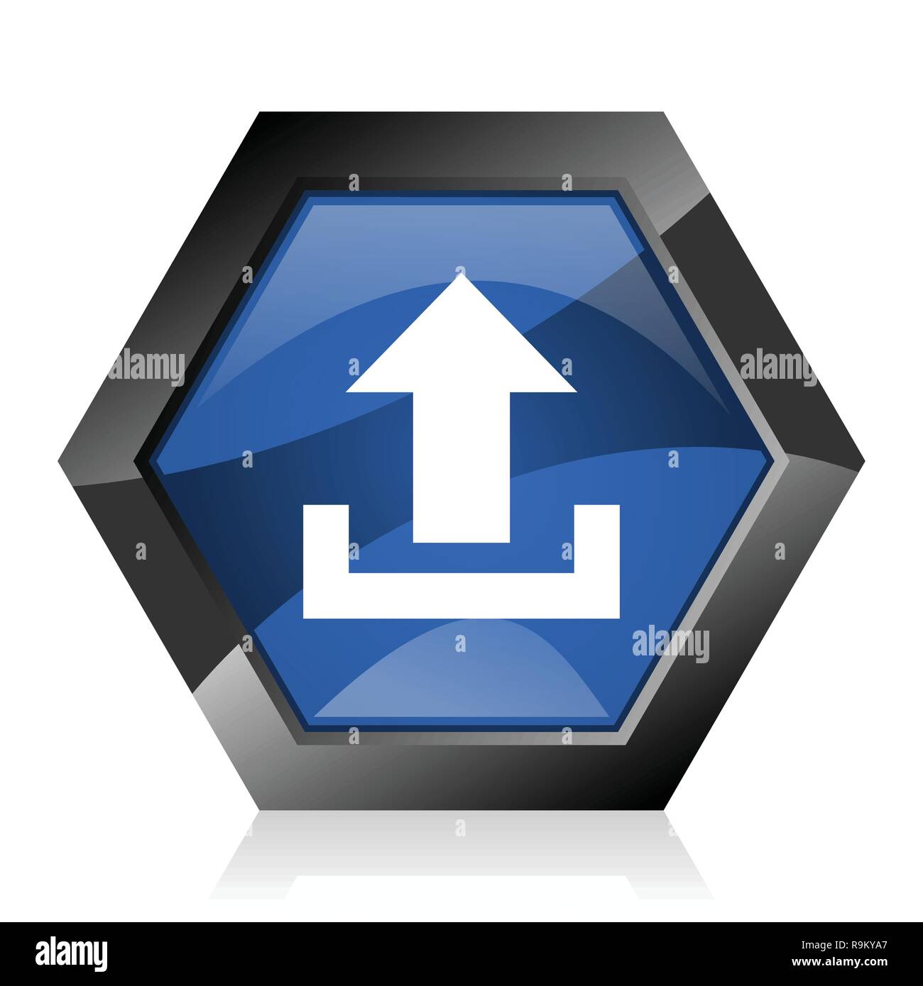 Upload dark blue glossy hexagon geometric diamond vector web icon with ...