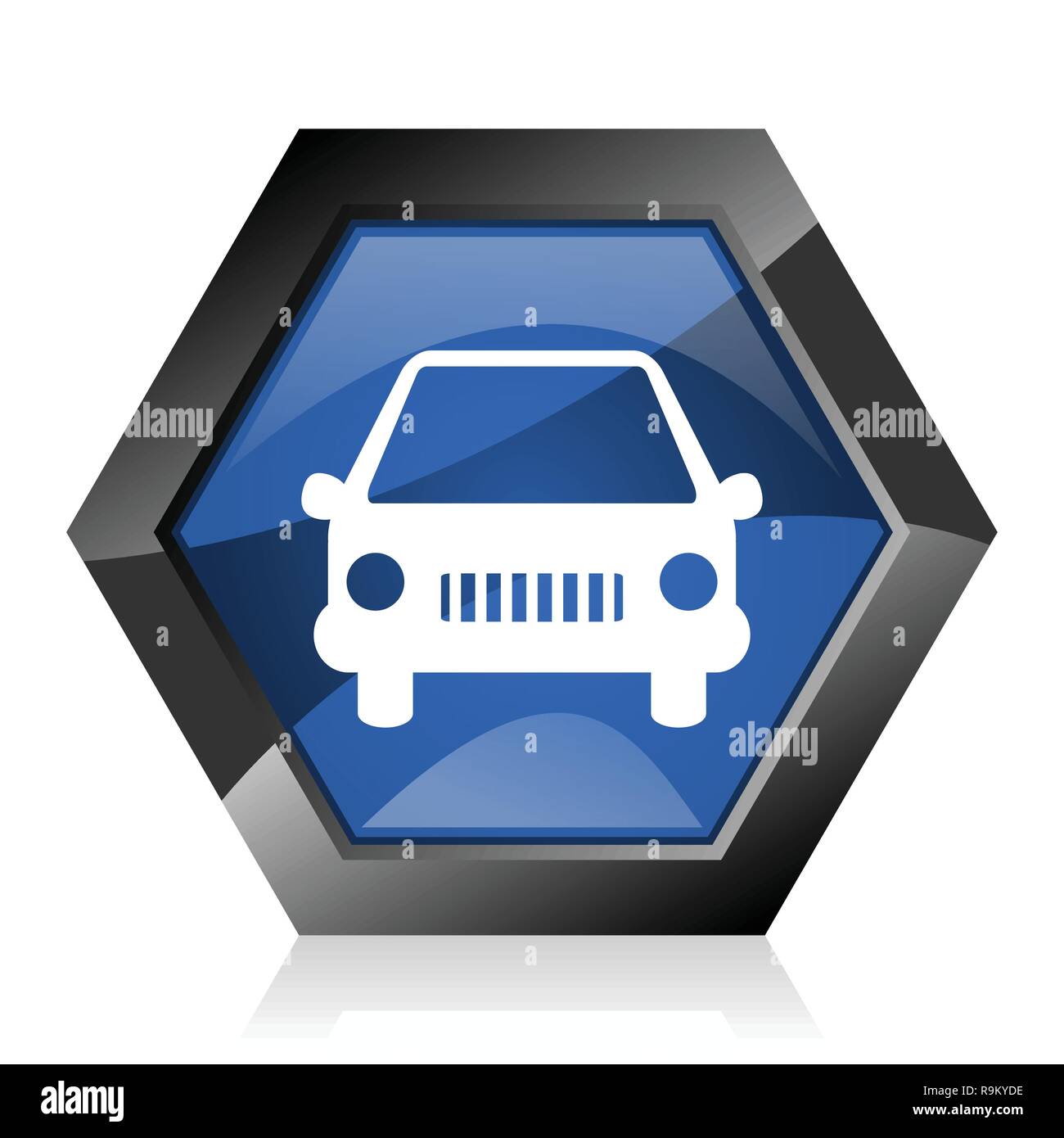 Car dark blue glossy hexagon geometric diamond vector web icon with ...
