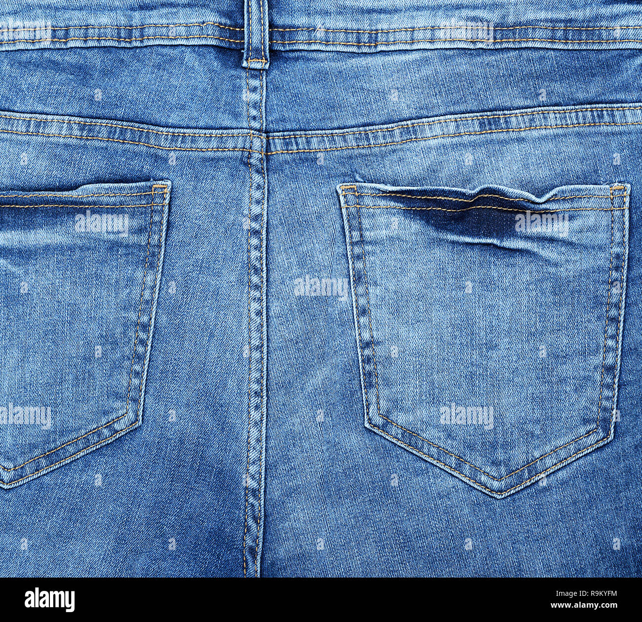 back of blue jeans with pockets , full frame Stock Photo - Alamy