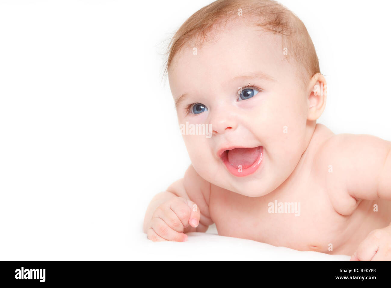 Crawling baby on white background Stock Photo - Alamy