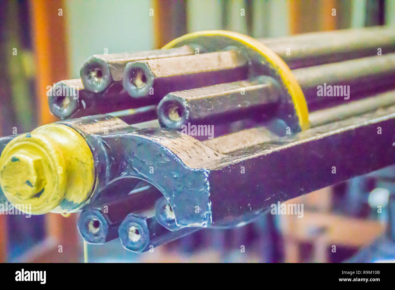 Vintage old Gatling gun, one of the best-known early rapid-fire spring ...