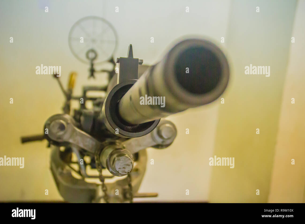 Vintage old 20 mm anti-aircraft Madsen machine cannon, was produced by ...