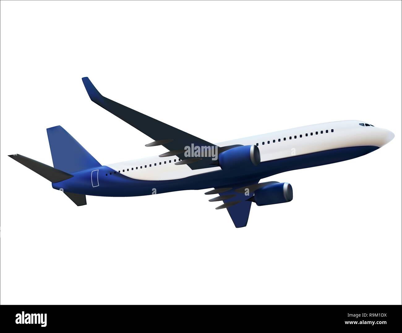 Realistic 3D model of an airplane isolated on white background. Vector ...