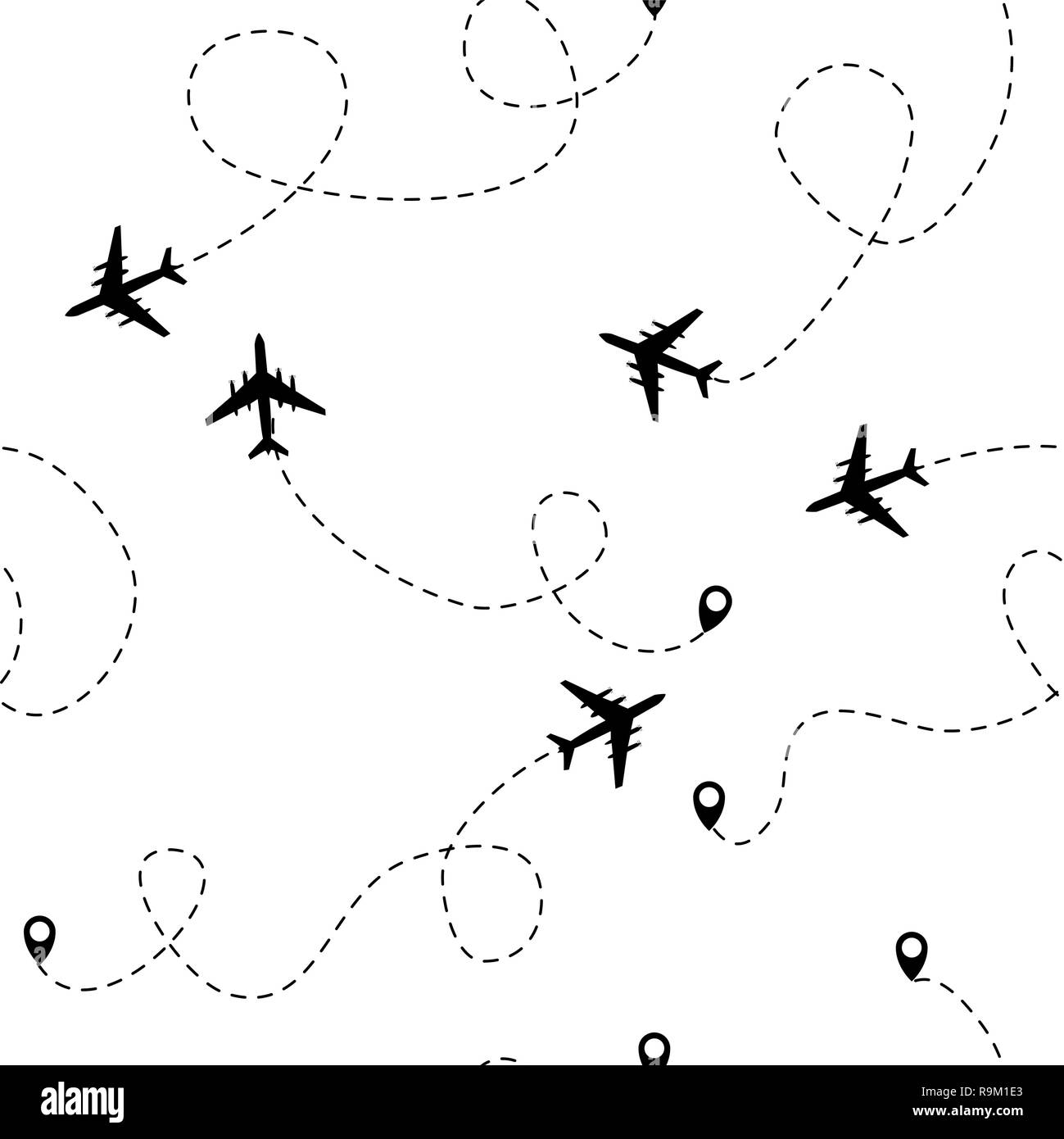 Airplane dotted flight seamless pattern background. Vector Illustration ...