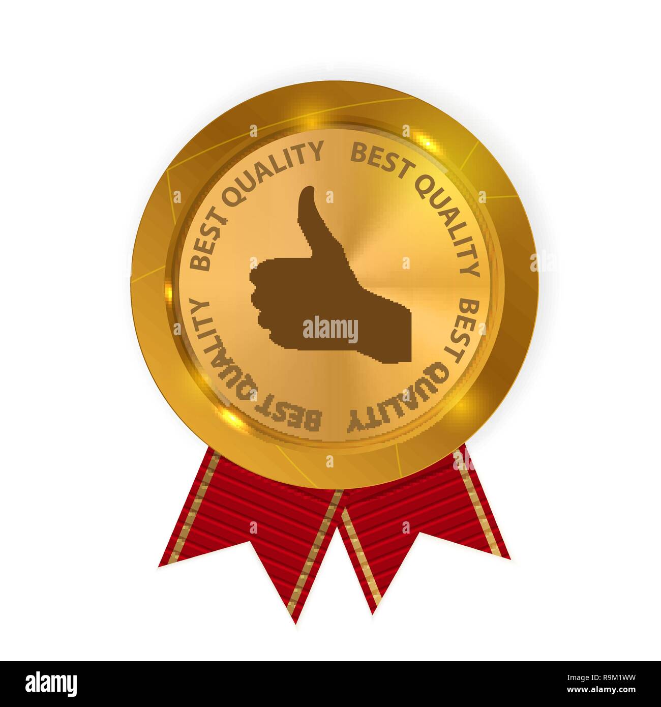 Best Quality Guaranteed Gold Label with Red Ribbon Vector Illustration ...