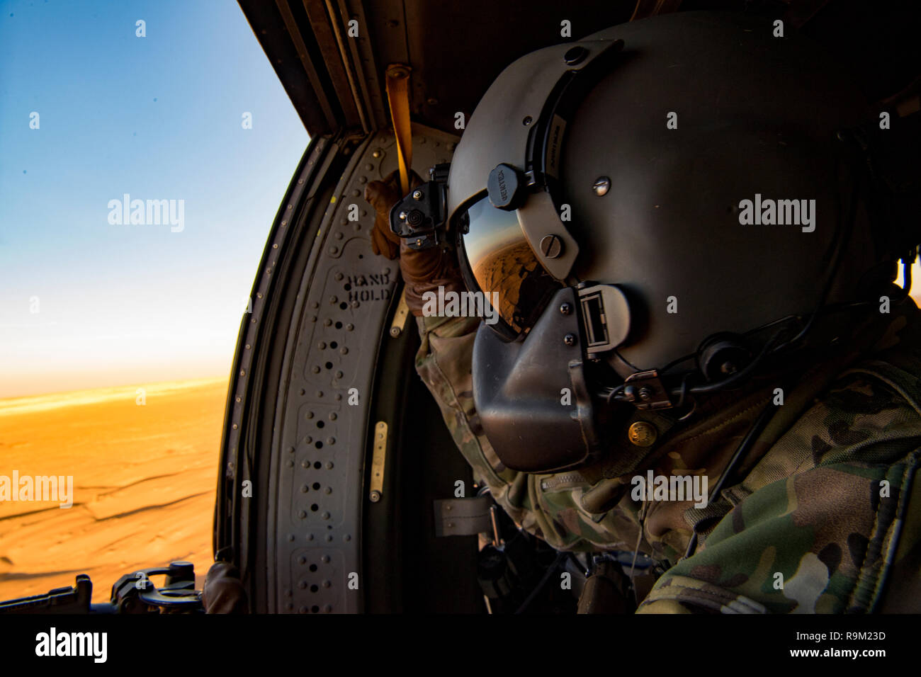 A U.S. Army flight engineer with the 738th Air Expeditionary Advisory ...